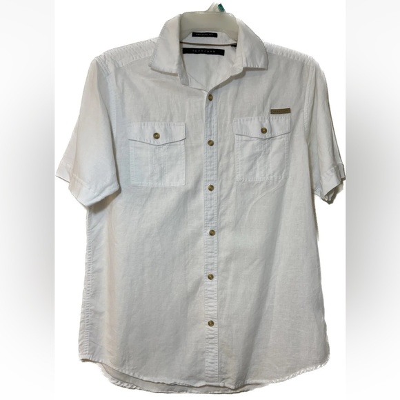 Sean John | Shirts | Sean John Mens White Linen Blend Short Sleeve ...